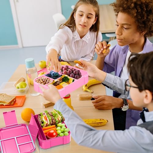 STAVOZE Bento Box, Bento Lunch Box for Kids, 1550ML Lunch Containers for Kids/Adults/Students, 6 Compartment LeakProof Adult Lunch Box with Utensils, Microwave/Dishwasher/Freezer Safe