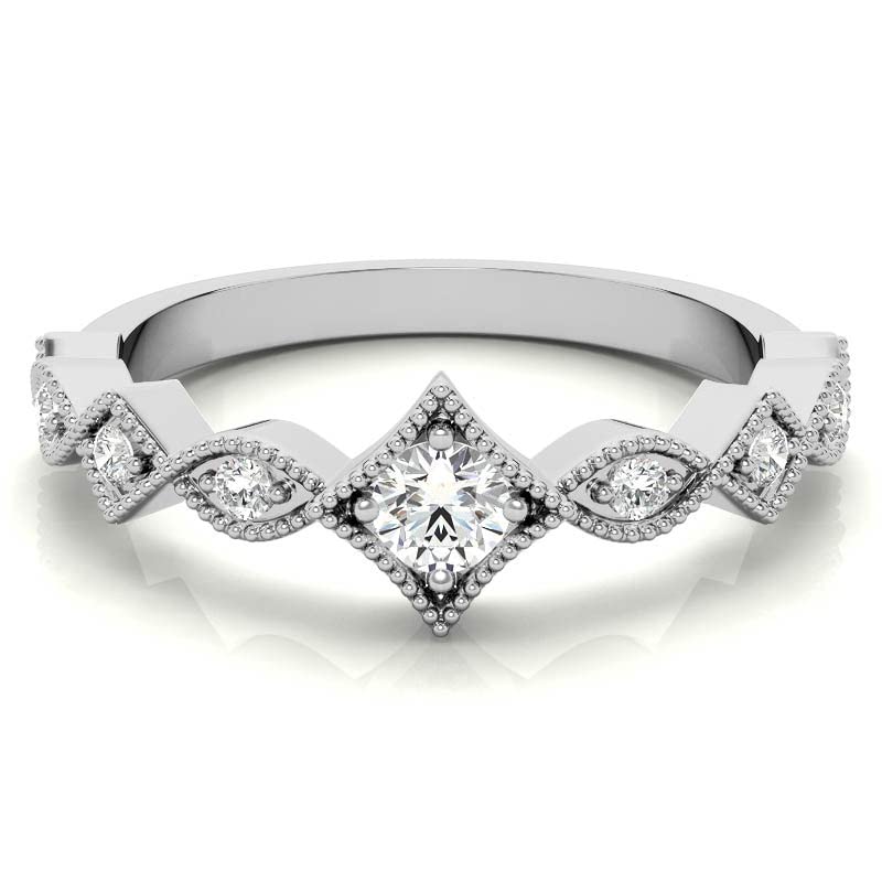 Excellent Round Brilliant Cut 0.16 Carat, Moissanite Diamond Promise Band, Prong Set, Eternity Sterling Silver Band, Valentine's Day Jewelry Gift for Her, Customized Band (4.5)