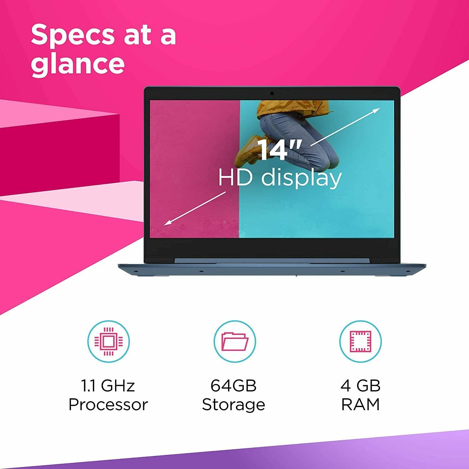 Lenovo IdeaPad 14" Light Laptop, Intel Celeron N4020 Up to 2.8Ghz, 4GB DDR4 RAM, 64GB eMMC SSD, Intel UHD Graphics 600, 8hours Battery Life, Bluetooth, Wi-Fi 5, Windows 10S w/3in1 Accessories