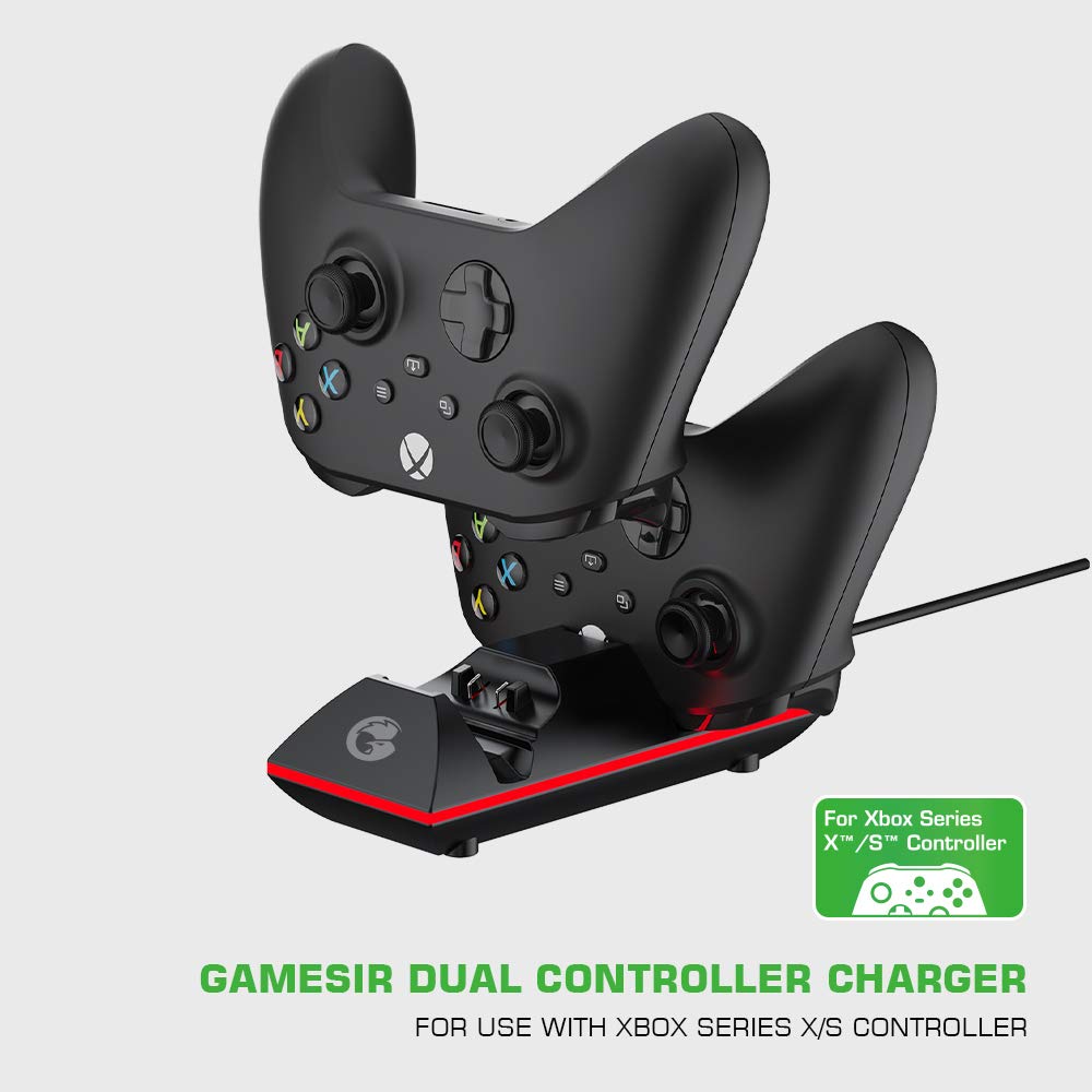 GameSir Dual Charging Dock Charger Station for Xbox Series X/S Controller, Controller Charger with 2 X 600mAh Rechargeable Battery-Black