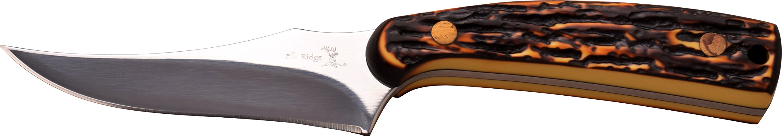 Elk Ridge - Outdoors Fixed Blade Knife - 7-in Overall, 3-in Black Stainless Steel Blade, Simulated Bone Handle, Nylon Sheath - hunting, Camping, Survival - ER-299I
