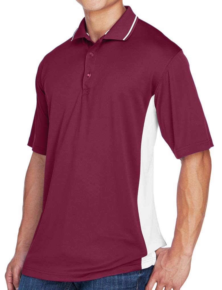 Ford Mustang Shelby Crest Pocket Print Two Tone Polo, Maroon Medium