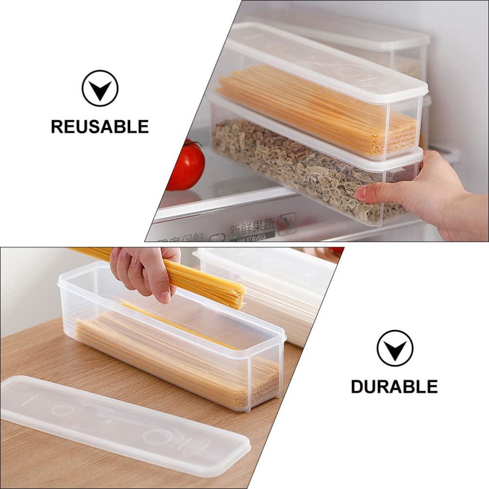 HEMOTON Pasta Holder Container 2pcs Pasta Container Spaghetti Noodle Holder Rectangular Chopstick Storage Box Sealed Noodle Canisters Rectangular Food Box Spaghetti Keeper Box with Cover