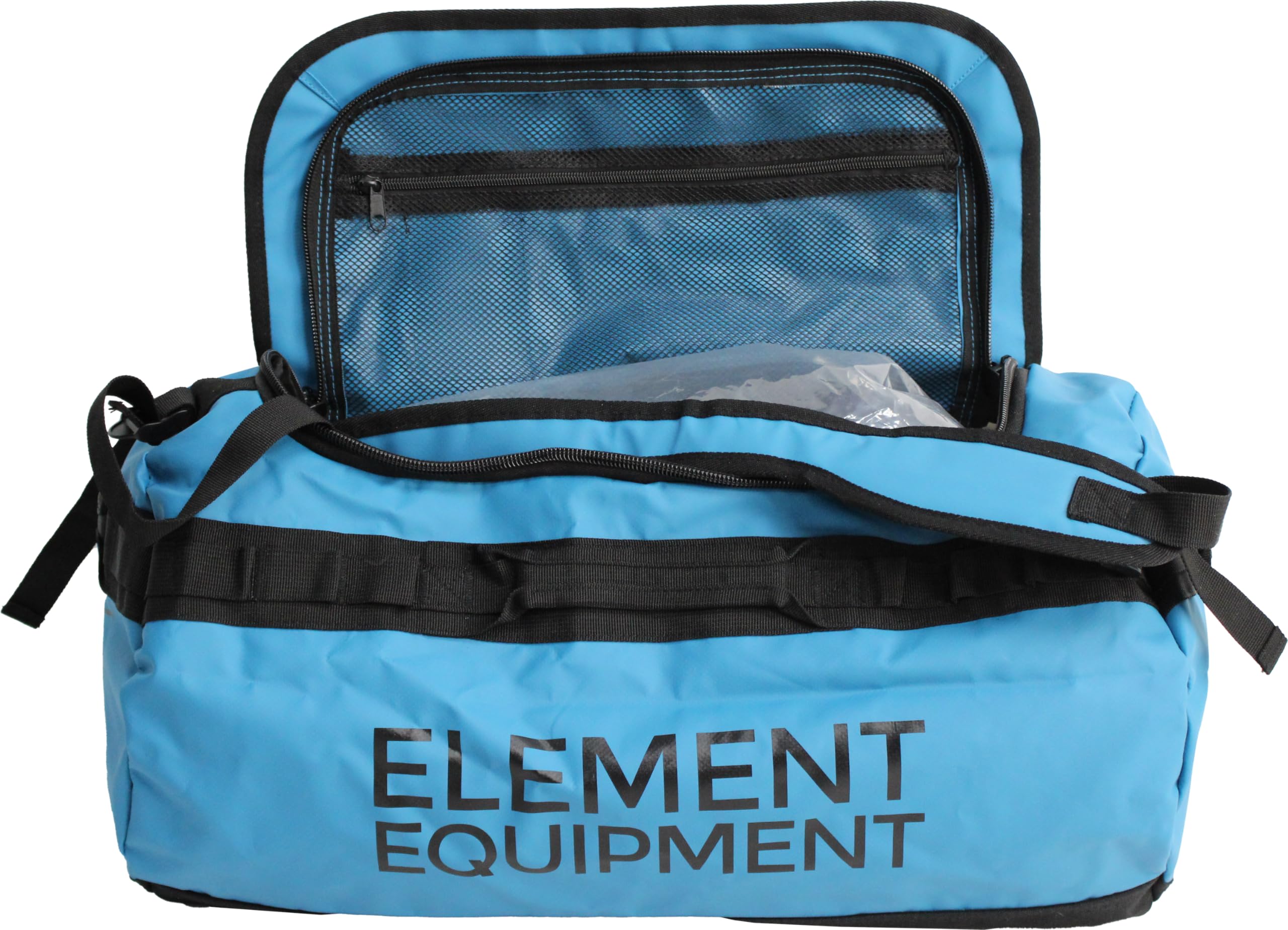 Element Equipment Trailhead Duffel Bag Shoulder Straps Waterproof Black/Blue Small