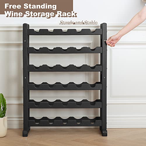 TORVA Wine Racks Freestanding Floor,30 Bottles Wine Bottle Holder,6-Tier High-Density Plastic Wine Storage Display Shelves for Kitchen, Living Room, Wine Cellar, Bar(Dark Gray)