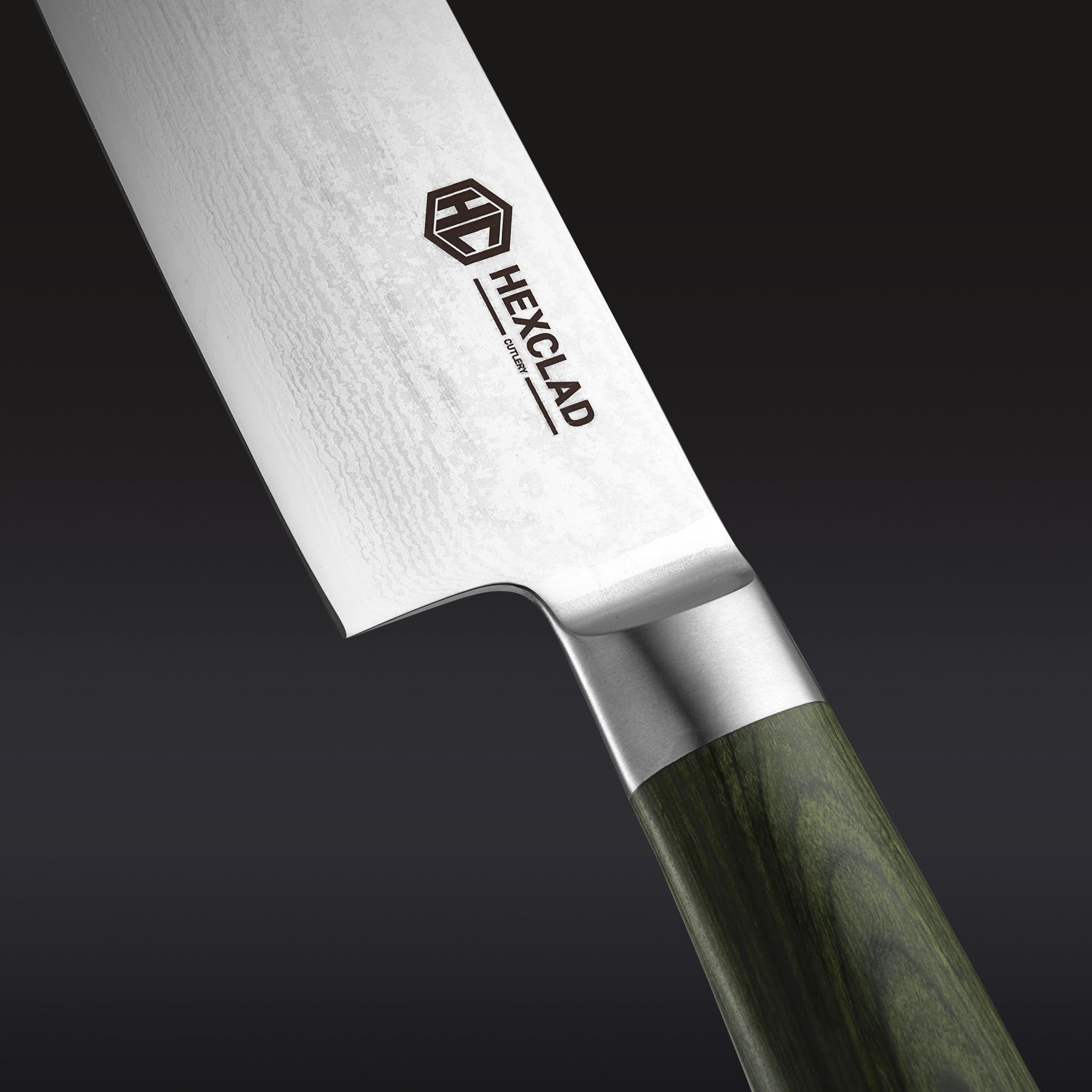 HexClad Santoku Knife, 7-Inch Japanese Damascus Stainless Steel Blade, Pakkawood Handle