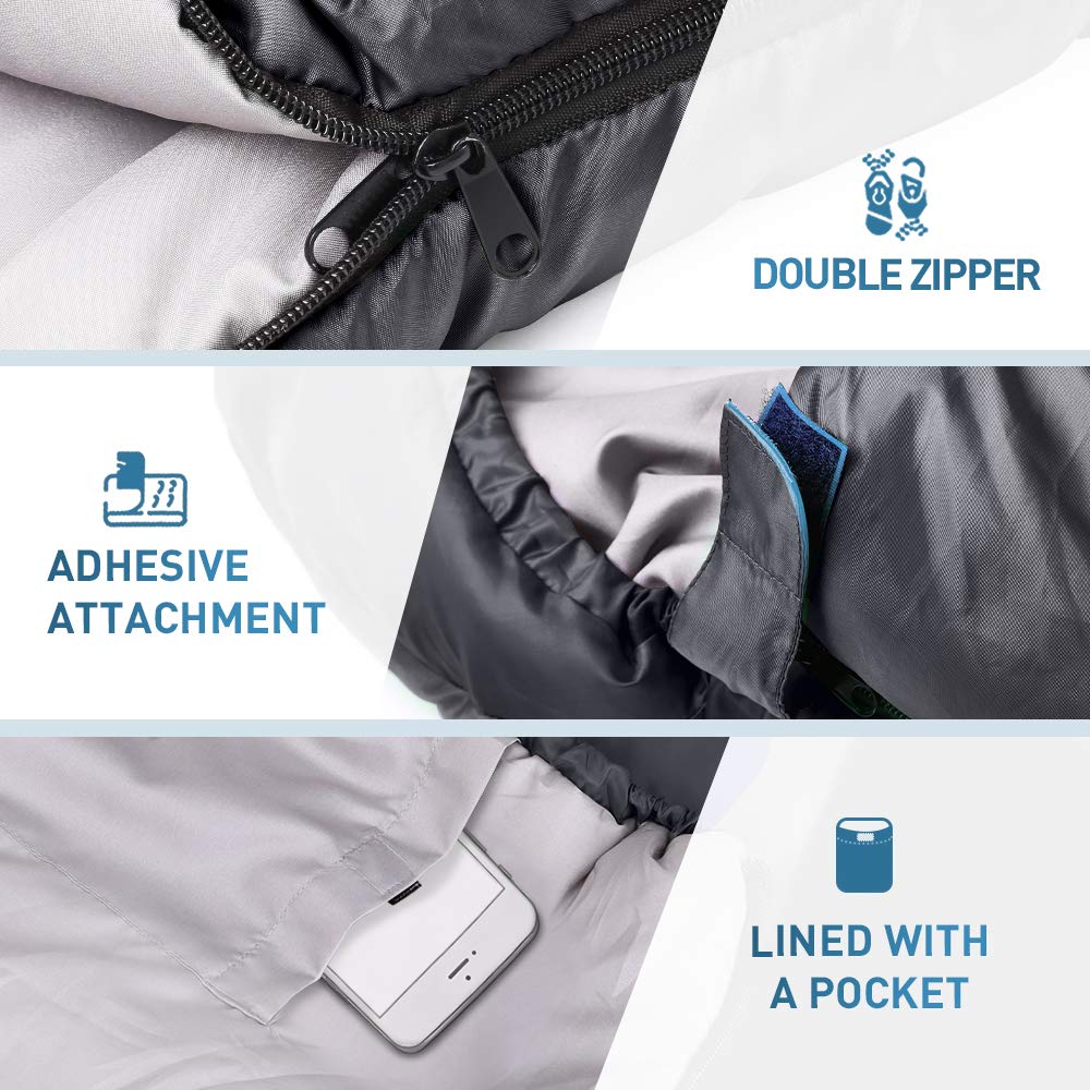 Forbidden Road Portable Single Sleep Bag for Camping Hiking Backpacking - Compression Bag Included (Black, 0 ℃ / 30 ℉)