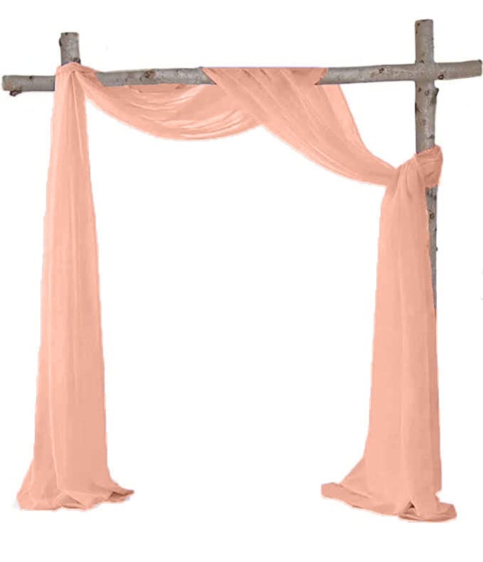 SFN SKY Blush 100% Chiffon Arch Ceremony Backdrop 30" x 6 Yards for Wedding Arch Door/Home Canopy Bed Curtains - Long Sheer Window Topper Valances/Bedroom Tablecloth (Blush)