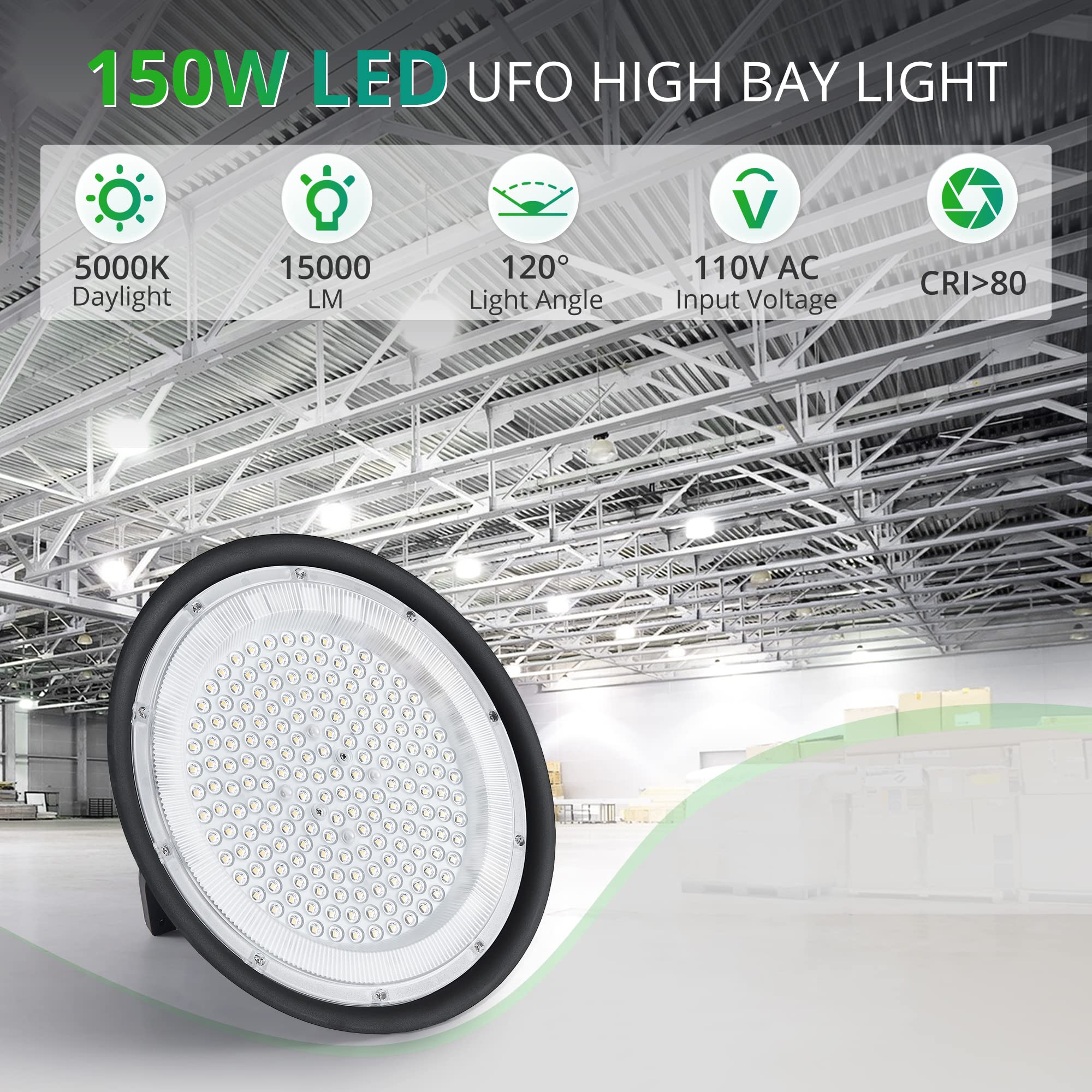 LEDIARY LED High Bay Light HS-150W 5000K DOB UFO 4PACK