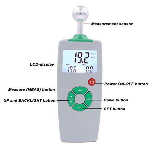 Pinless Wood Moisture Meter, CD-200 Digital Moisture Detector Moisture Tester Water Leak Detector, Backlit LCD Display With Ball Probe Measuring Wood Building Mater Firewood Walls Paper Floor