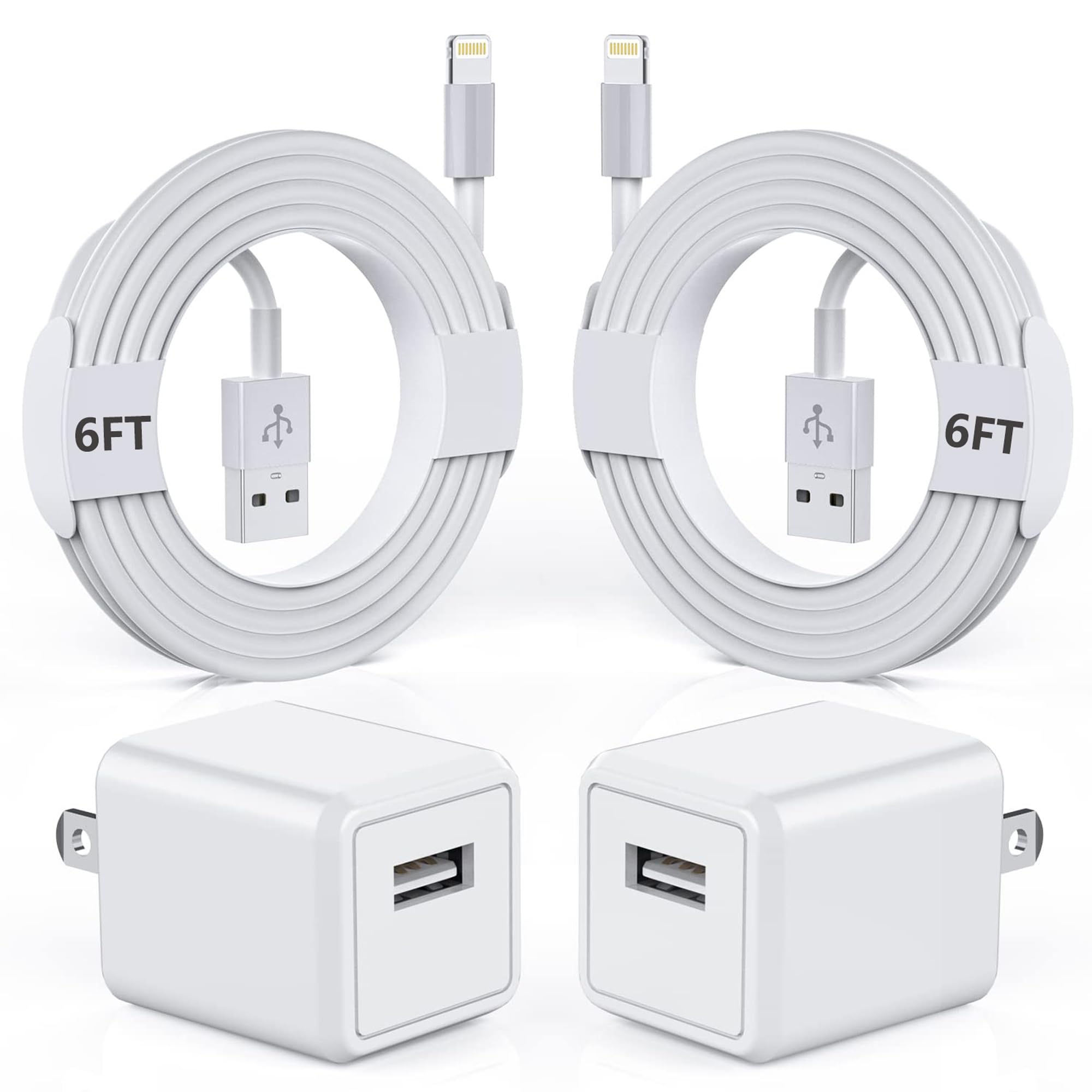 iPhone Charger, 2Pcak [MFi Certified] iPhone Charger Cord 6FT Lightning Cable iPhone Charging with Wall Charger Block Travel Plug Brick Adapter for iPhone 14/13/12/11/XS/SE/7/8/8 Plus/AirPods
