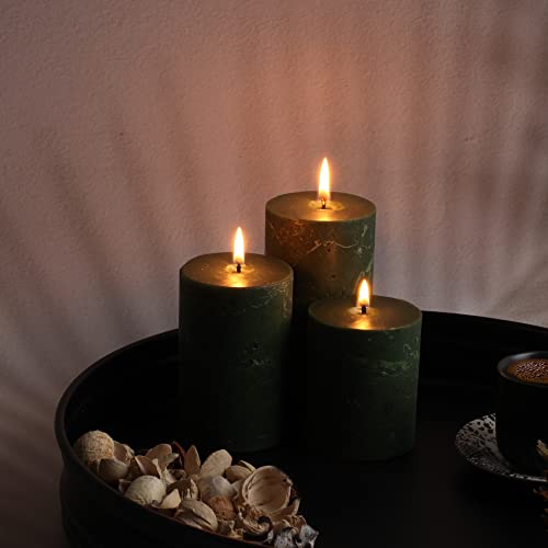 Nu'ada Handmade Pillar Candles Set of 3, Candle for Candle Holders, Long Burning and Dripless Pillar Candle for Wedding & Home & Restaurant, Spa, Bathroom, Bedroom Christmass Decoration Candles