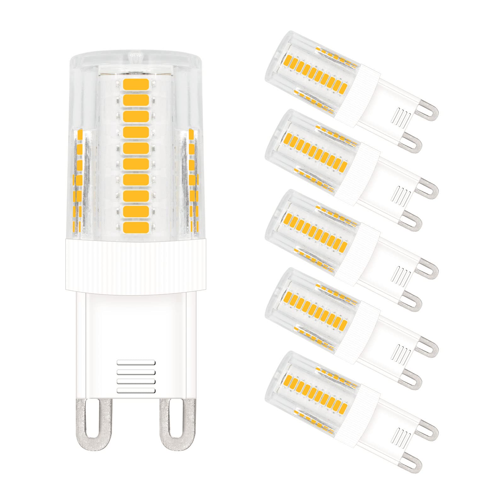G9 Led Light Bulbs Dimmable Warm White 3000K T4 JCD Type 110V 2W Ceramic Bulb,20W Halogen Equivalent Replacement Lamp for Home Lighting 5-Pack