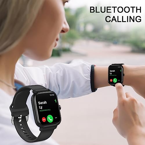 KAKTIN Smart Watch for Men Women,Smartwatch with Bluetooth Call(Answer/Make Call), 1.85" Touch Screen Fitness Watch Tracker with IP68 Waterproof, 100+Sports Compatible with Android iPhone iOS (Black)