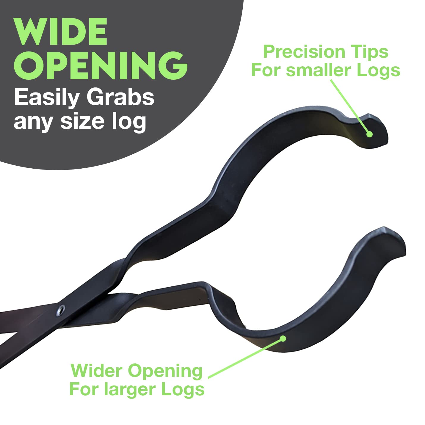 gb Home Collection Heavy Duty Cast Iron Fireplace Tongs, Log Grabber, Log Tweezers, Log Claw Fireplace Accessory for Indoor Outdoor