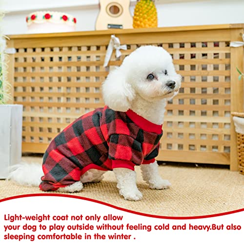 MUDAN Dog Sweaters Grid for Cold Weather Cat Apparel (RED, M)
