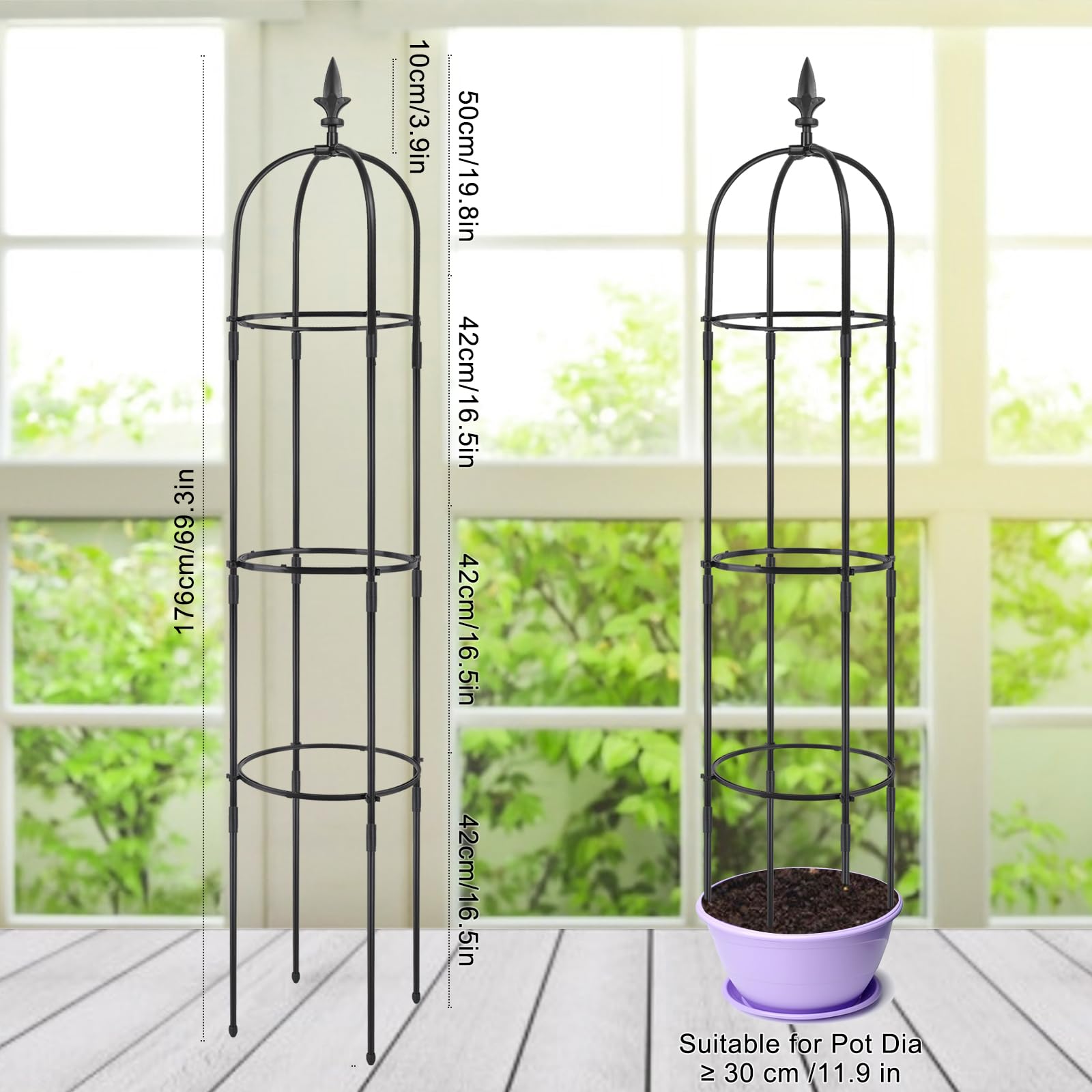 Garden Trellis for Climbing Plants Tower Obelisk Garden Trellis 6ft Tall Plant Support Vine Supports Plant Tower for Climbing Vines and Flowers Stands 2 Pack