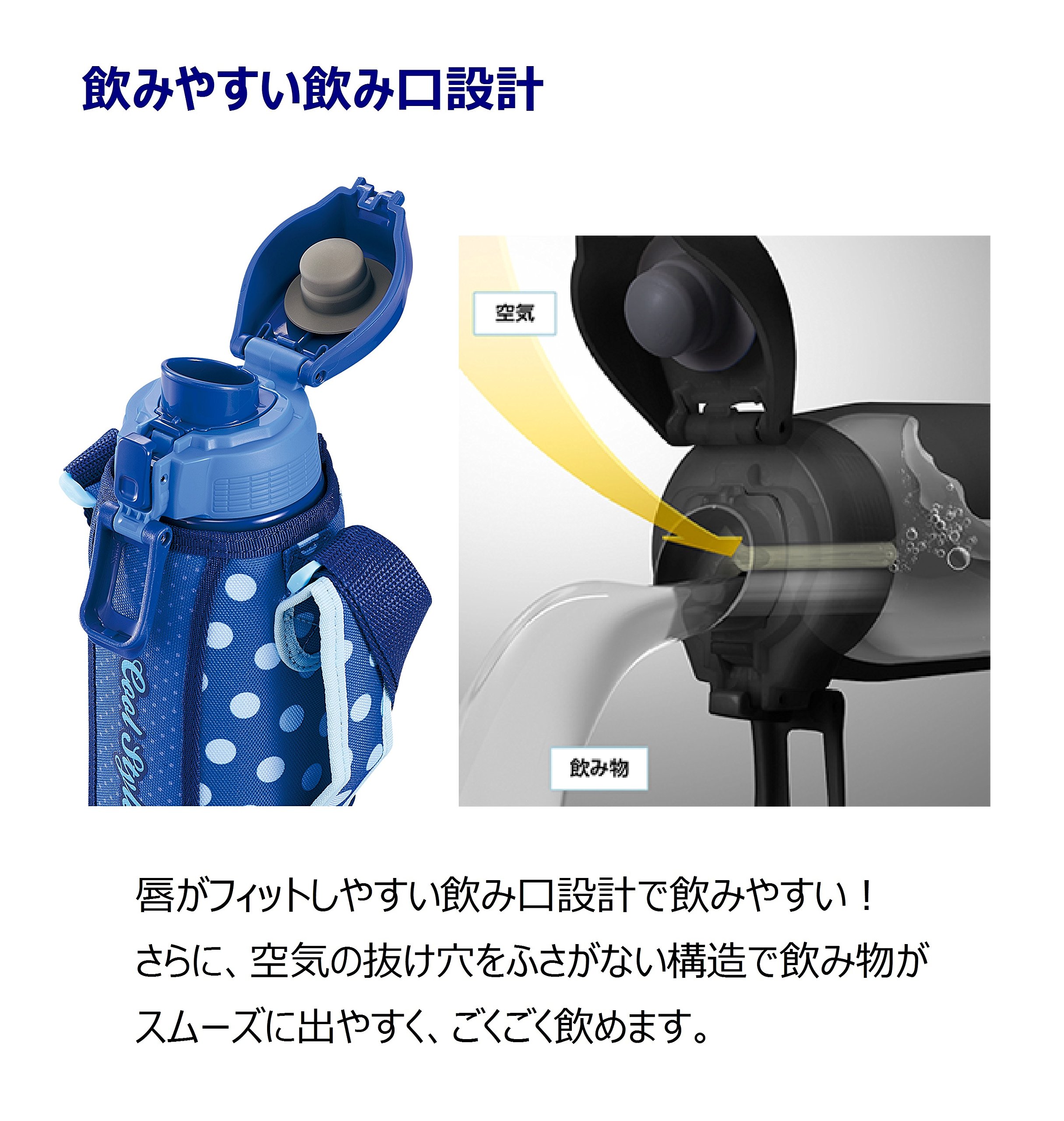 Elephant Seal (ZOJIRUSHI) Water Bottle Straight drink Sports Type sutenresuku-rubotoru 1.0l Blue Dots SD β bxl-fa10 β AZ
