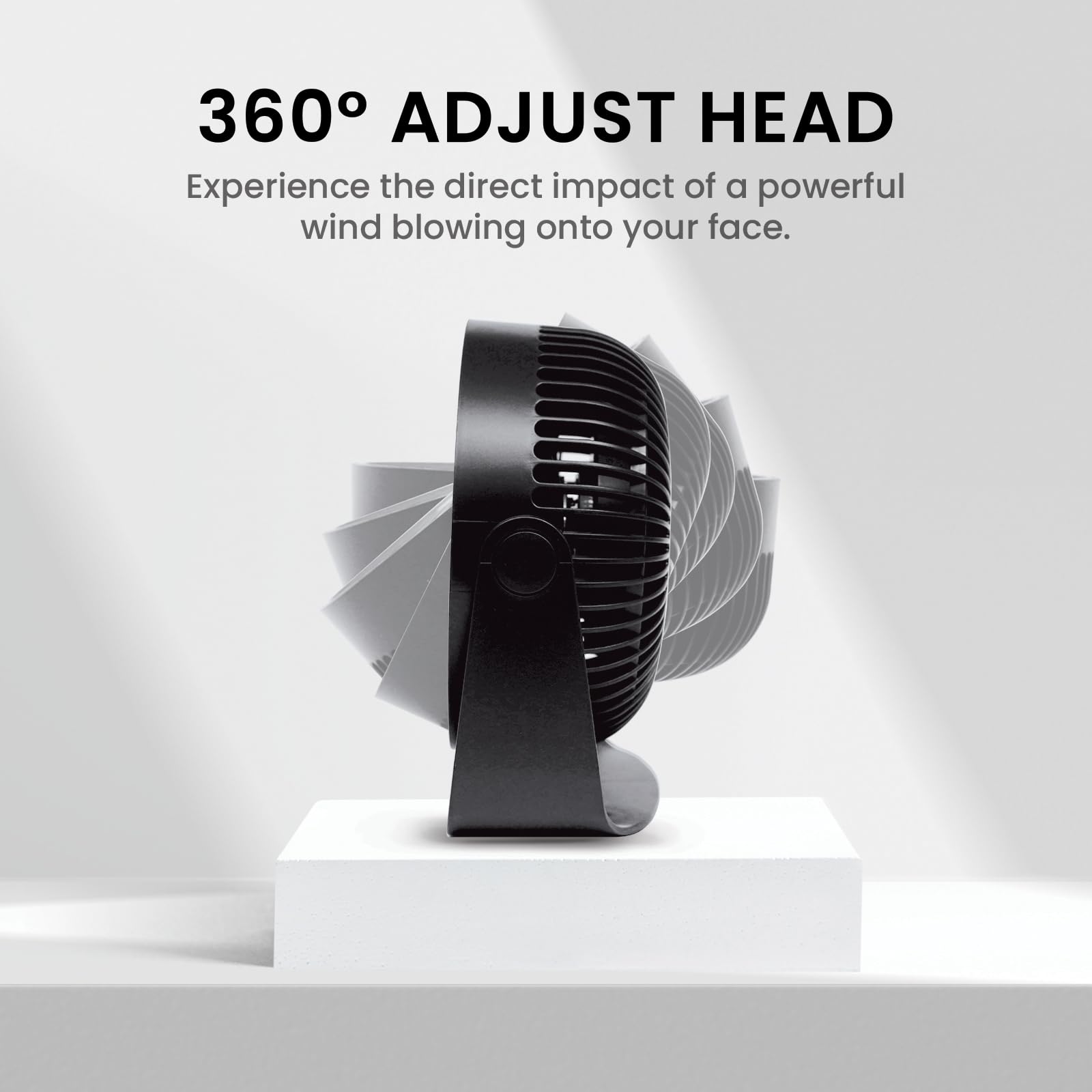 homebine Desk Fan 2000 mAh Battery Fan Rechargeable Mini Fan 4 Adjustable Speed Wireless Fan USB with Strong Airflow Table Fan 360° Rotatable Head Personal Fan for Home and Office