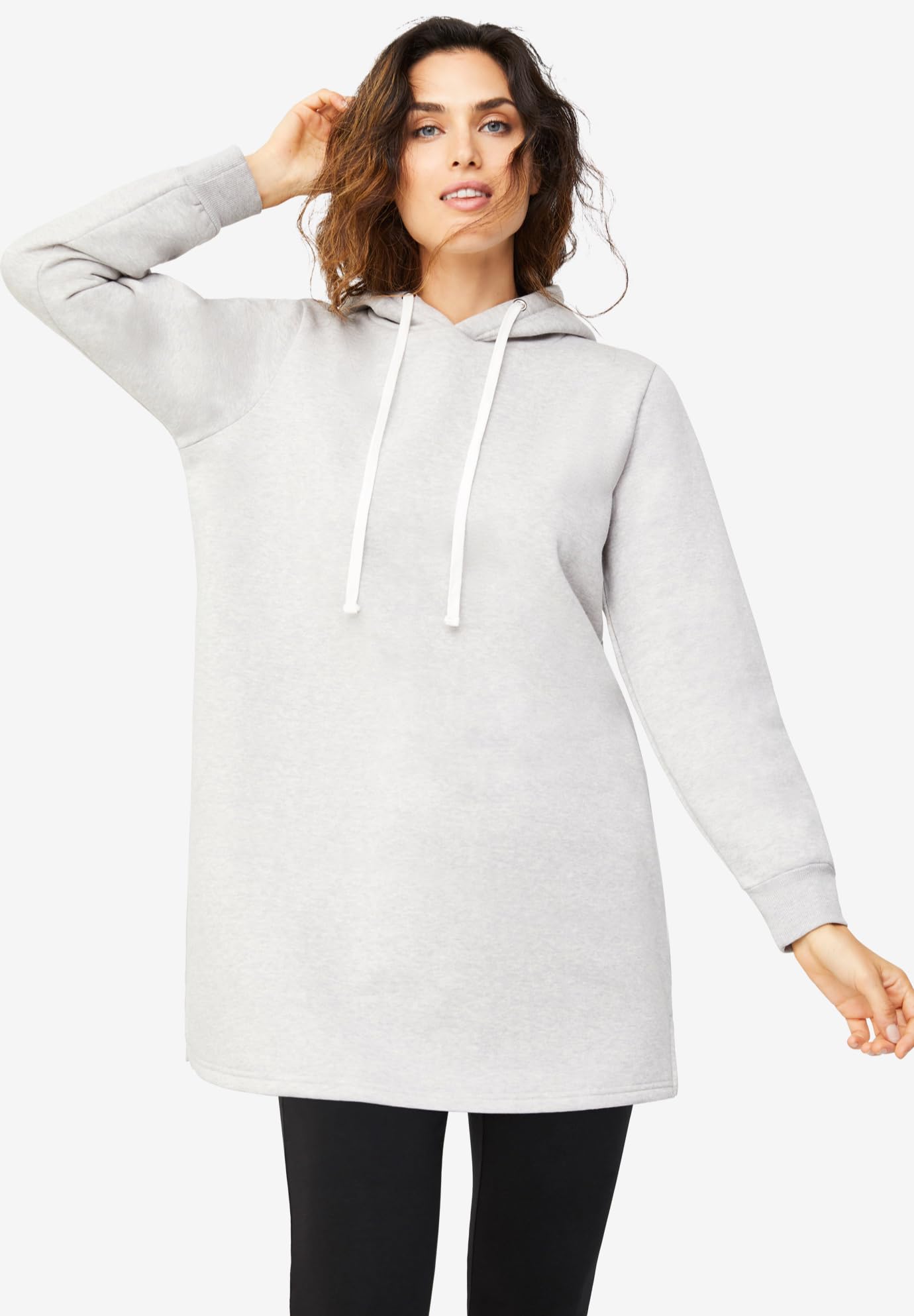 Ellos Women's Plus Size Hooded Sweatshirt Tunic - 26/28, Dusty Pink