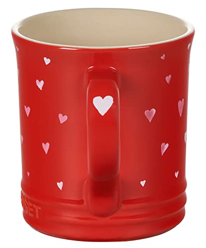 Le Creuset L'Amour Collection Stoneware 14oz Mug, Cerise with Heart Applique