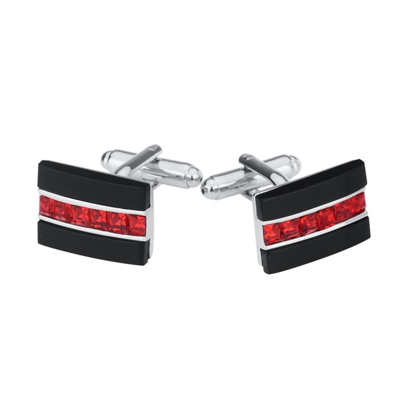 GPPZM Shirt Cufflinks for Mens Cuff Buttons Black Onyx Red Crystals Cuff Links Wedding Party Cufflink (Color : A, Size : One Size)