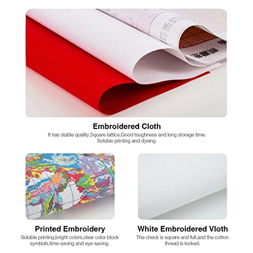 Stamped Cross Stitch Kits for Adults Beginners Evening Lake Forest Rest Time Pattern 11CT Pre-Printed Fabric Embroidery Arts and Crafts Kit Needlepoint Starter DIY Wall Decor, 16 x 20 inch