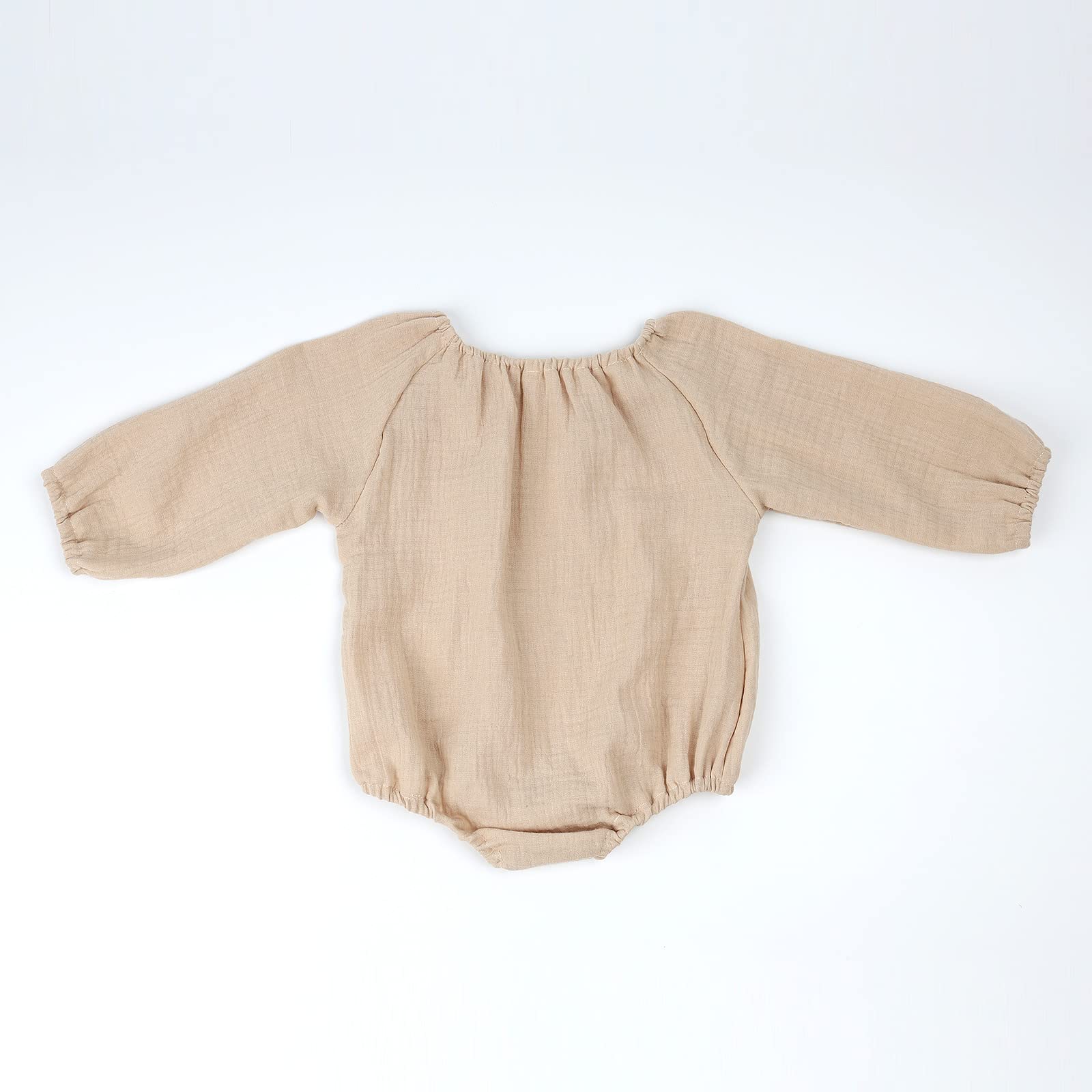 HOOLCHEAN Baby Girls' Soft Cotton Gauze Long-sleeve Bodysuits (Khaki, 0-6 Months)
