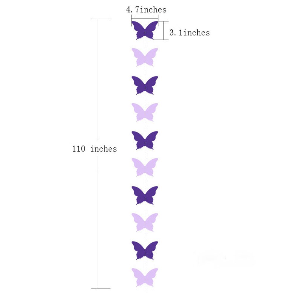 zilue Butterfly Banner Decorative Paper Garland for Wedding Baby Shower Birthday Theme Decor 110 Inches Long Pack of 2 Pieces Blue