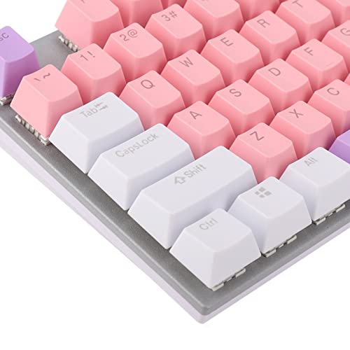 Naroote Red Switch Mechanical Keyboard, 87 Key Red Switch Mechanical Keyboard 2 Color Injection Molding for Gaming (Pink )