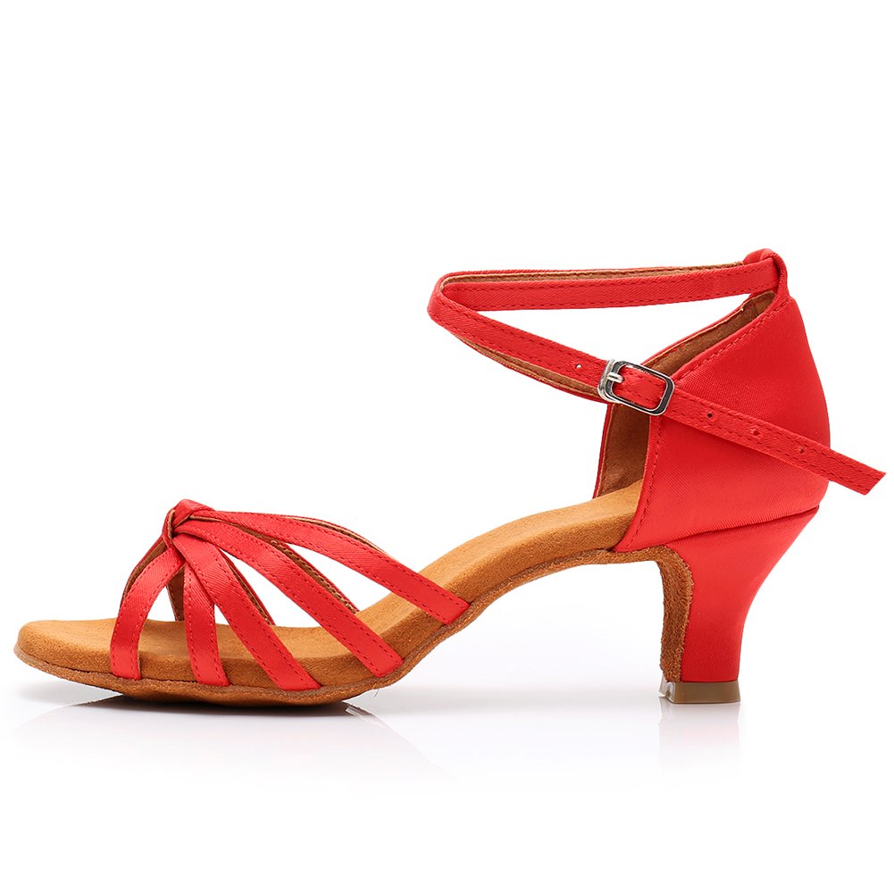 HIPPOSEUS Women's Latin Dance Shoes Ballroom Classical Party Practice Performance Sandals Red,7 B(M) US