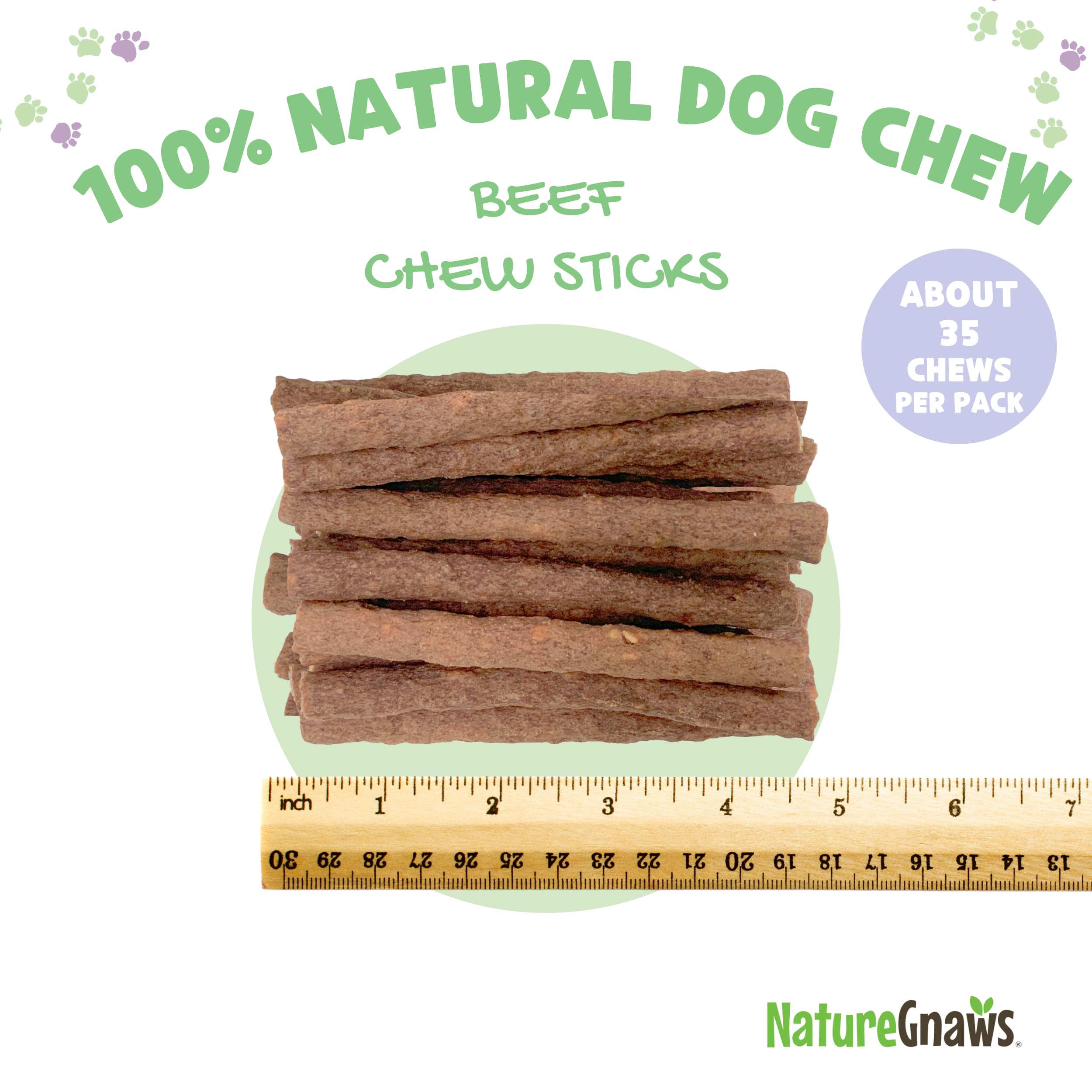 Nature Gnaws Beef Chew Sticks for Dogs 1LB - Premium Natural Dog Treats - Limited Ingredient Long Lasting Rawhide Free Dental Chews