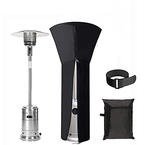 LEMI Patio Heater Covers Waterproof with Zipper and Adjustable Strap, Propane Heater Cover Gas Heater Cover, 34x 19x 89 Inch Fits Most Round Standup Patio Heaters, Black