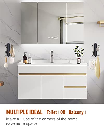 Waterproof Towel Robe Coat Holder for Wall，Foldable Black Towel Hooks，coat rack，Free Perforated，Bathroom Hooks，Black Wall Hooks，Bathroom Towel Holder，adhesive robe hooks for wall，for Bathroom，Kitchen