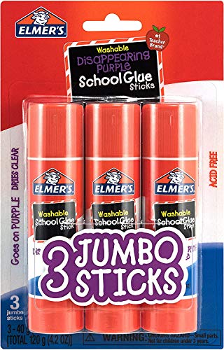 Elmer's Glue Stick (E579), Disappearing Purple, 30 Sticks (Jumbo)