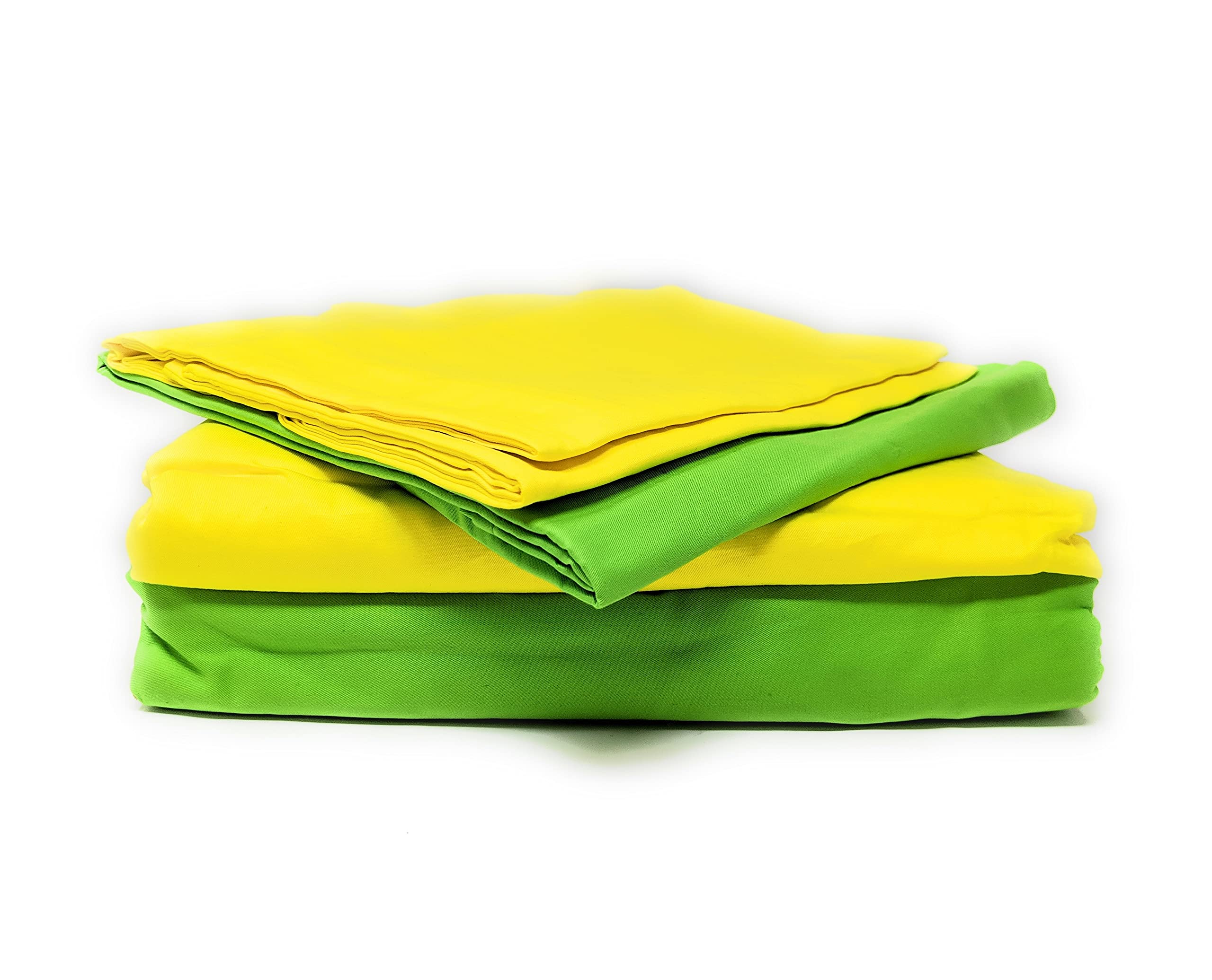 Tache 6 PC Cotton Reversible Solid Yellow & Green Lemon Lime Duvet Cover Set, Cal King