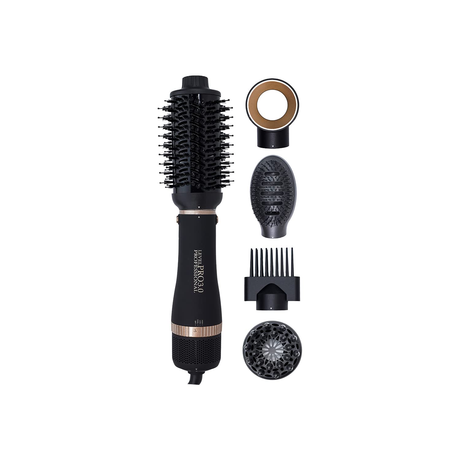 Level Pro3.0 Hair Dryer Brush, 5 in 1 Complete Kit with Negative Ion Blow Dryer Brush, 3 Heat Settings, Hot Air Blowout Brush for Hair Straightening, Drying, Volumizing, Curling