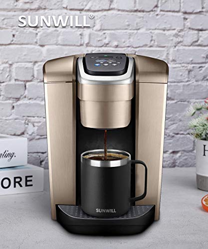 SUNWILL Coffee Mug with Handle, 14oz Insulated Stainless Steel Reusable Coffee Cup, Double Wall Coffee Travel Mug, Powder Coated Black