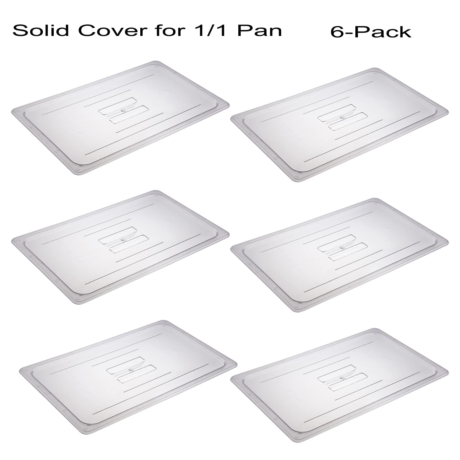 Luston 6-Pack Food Pan Solid Cover with handle,Full Size,clear,NSF