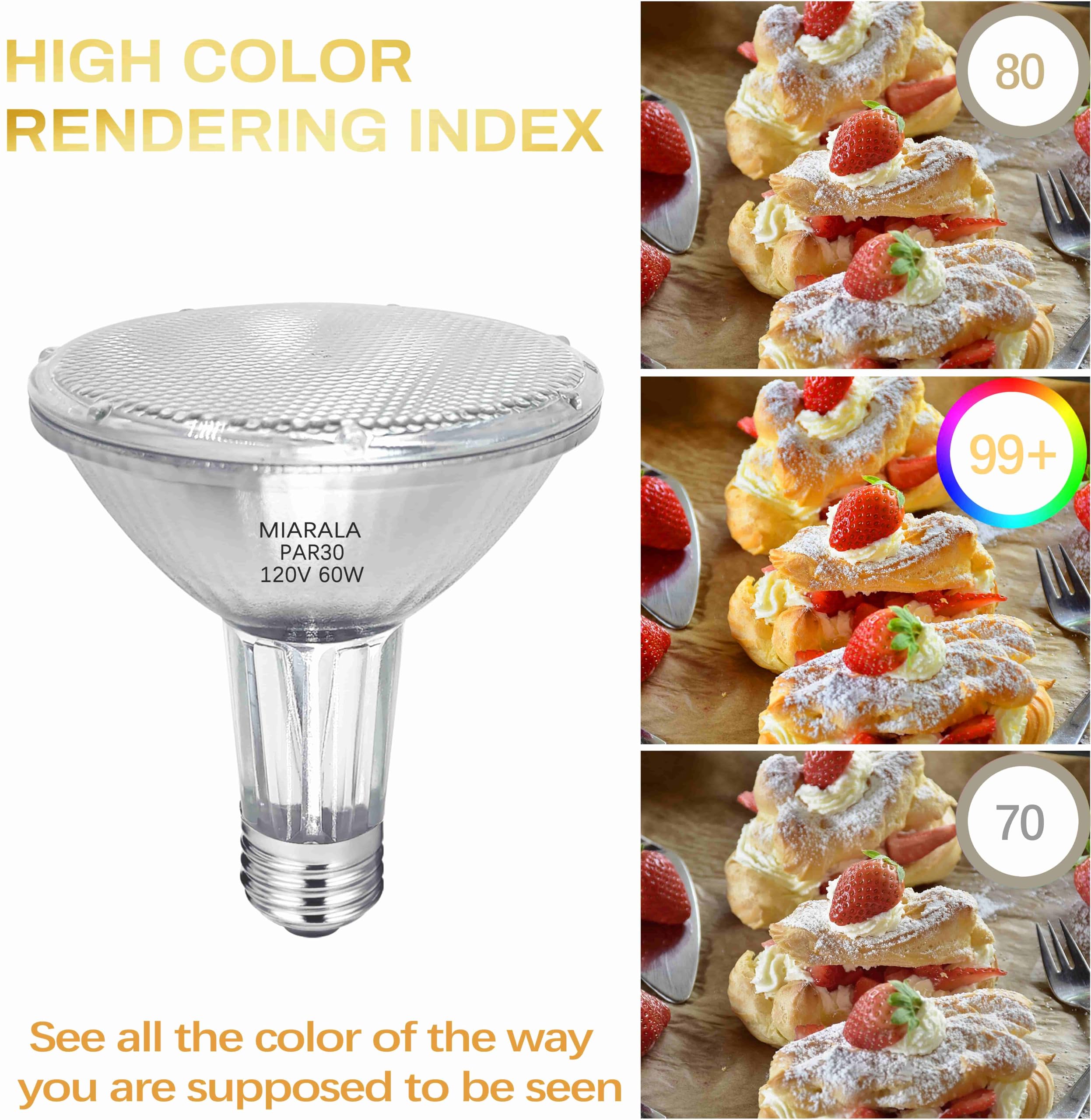 MIARALA PAR30 Long Neck, 6PCS PAR30 Halogen Flood Light Bulbs 75W 120V, PAR30 Halogen Light Bulbs with E26 Base Dimmable CRI100, YX-PAR30-75WL-US02