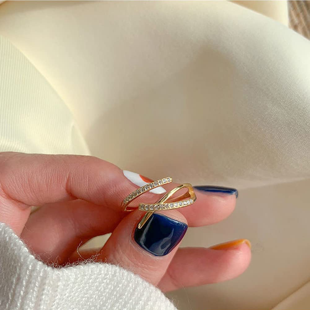 Flower Valley 18K Gold Plated Cubic Zirconia Open Twist Eternity Band for Women