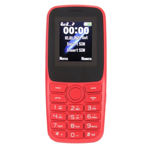 Elderly Mobile Phone, Large Button Mobile Phone LED Flashlight 1.77 Inch ABS LCD Dual Card Dual Standby (Red)