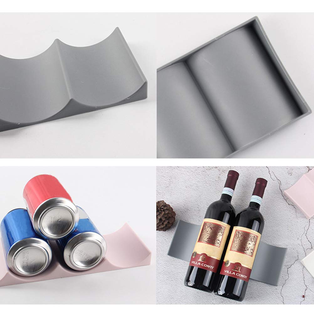 HEMOTON Wine Bottle Display Mat Plastic Bottle Stacking Mat Rack Organizer Stacks Cans Bottles Wine Holder for Countertops Pantry Fridge (Pink)