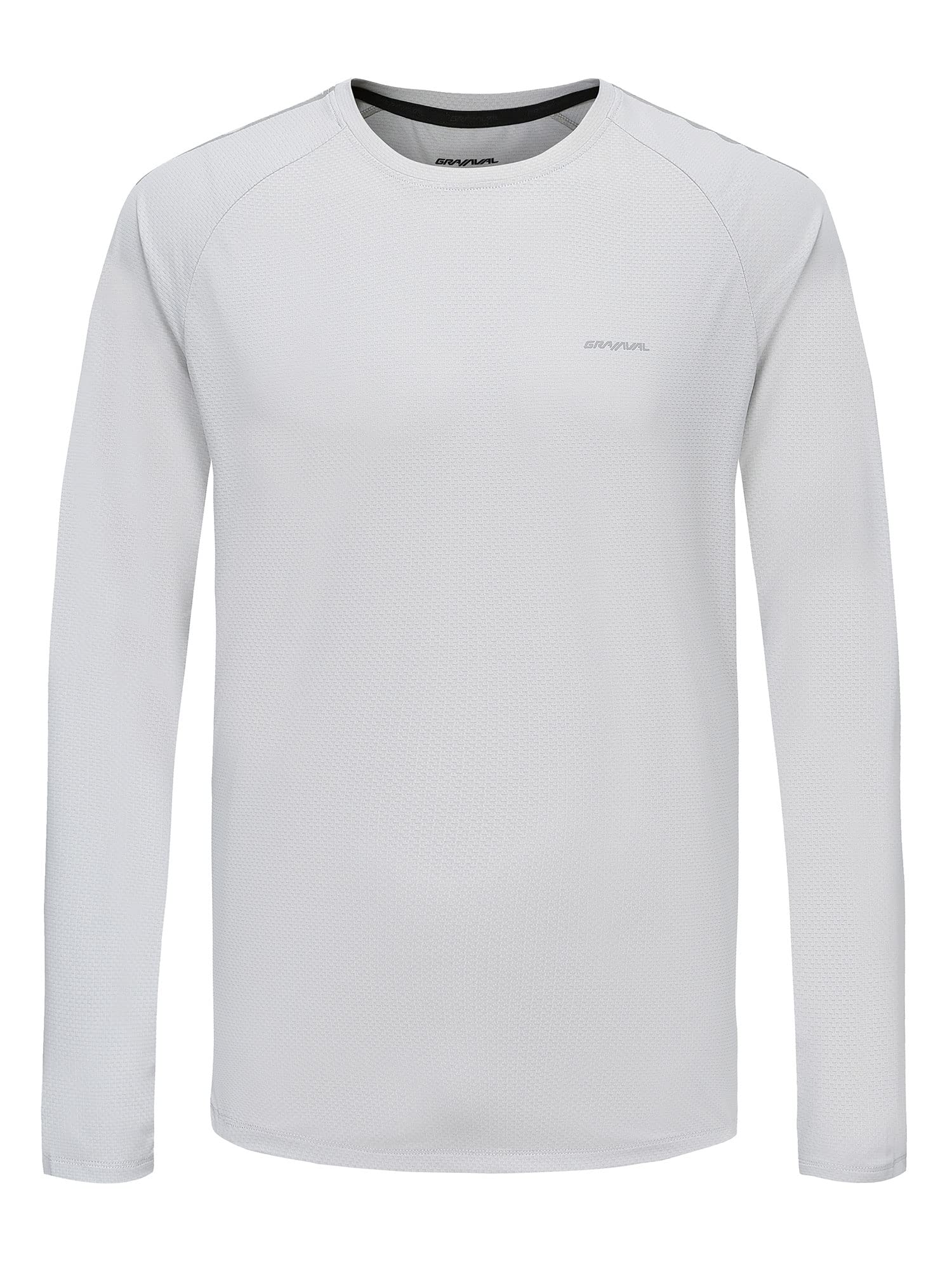 GRAMVAL Running Shirts for Men Crew Neck Raglan Long Sleeve Quick Dry Gym Athletic Active T Shirt Moisture Wicking Grey XL