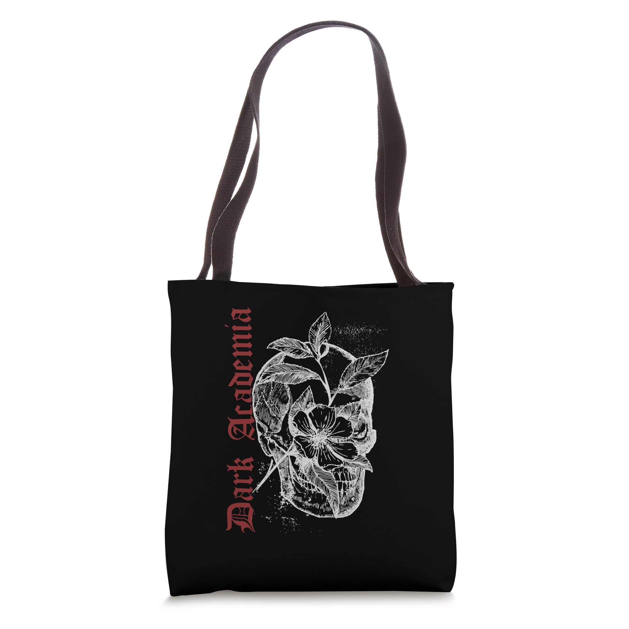 Grunge Dark Academia Skeleton and Flower Tote Bag