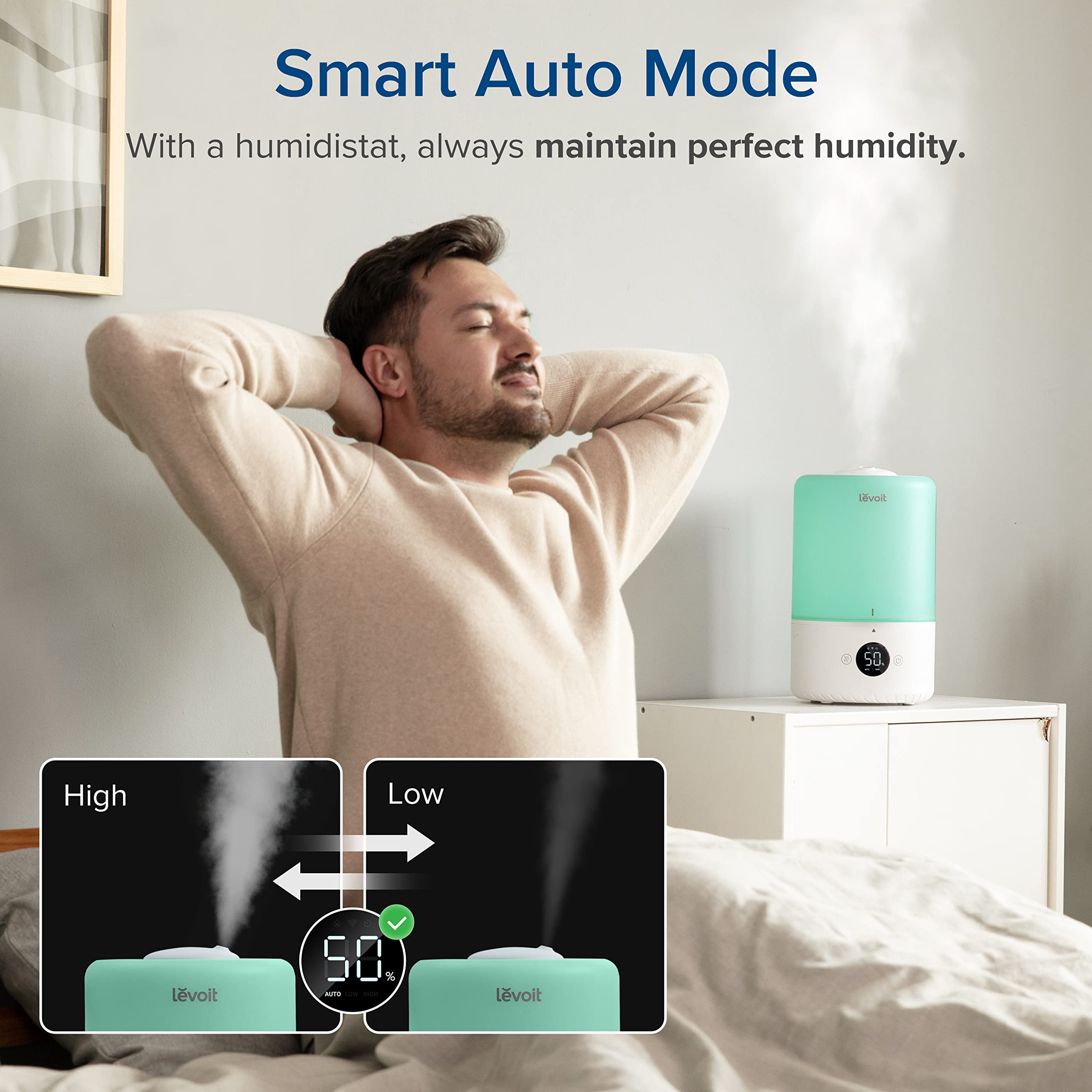 LEVOIT Air Purifiers for Bedroom Home & Smart Cool Mist Top Fill Humidifiers for Bedroom with Sensor