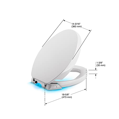 KOHLER 5588-0 Purefresh Elongated Nightlight, Grip-Tight Bumpers, Quiet-Close Release Hinges, Quick-Attach Hardware, No Slam Toilet Seat, White