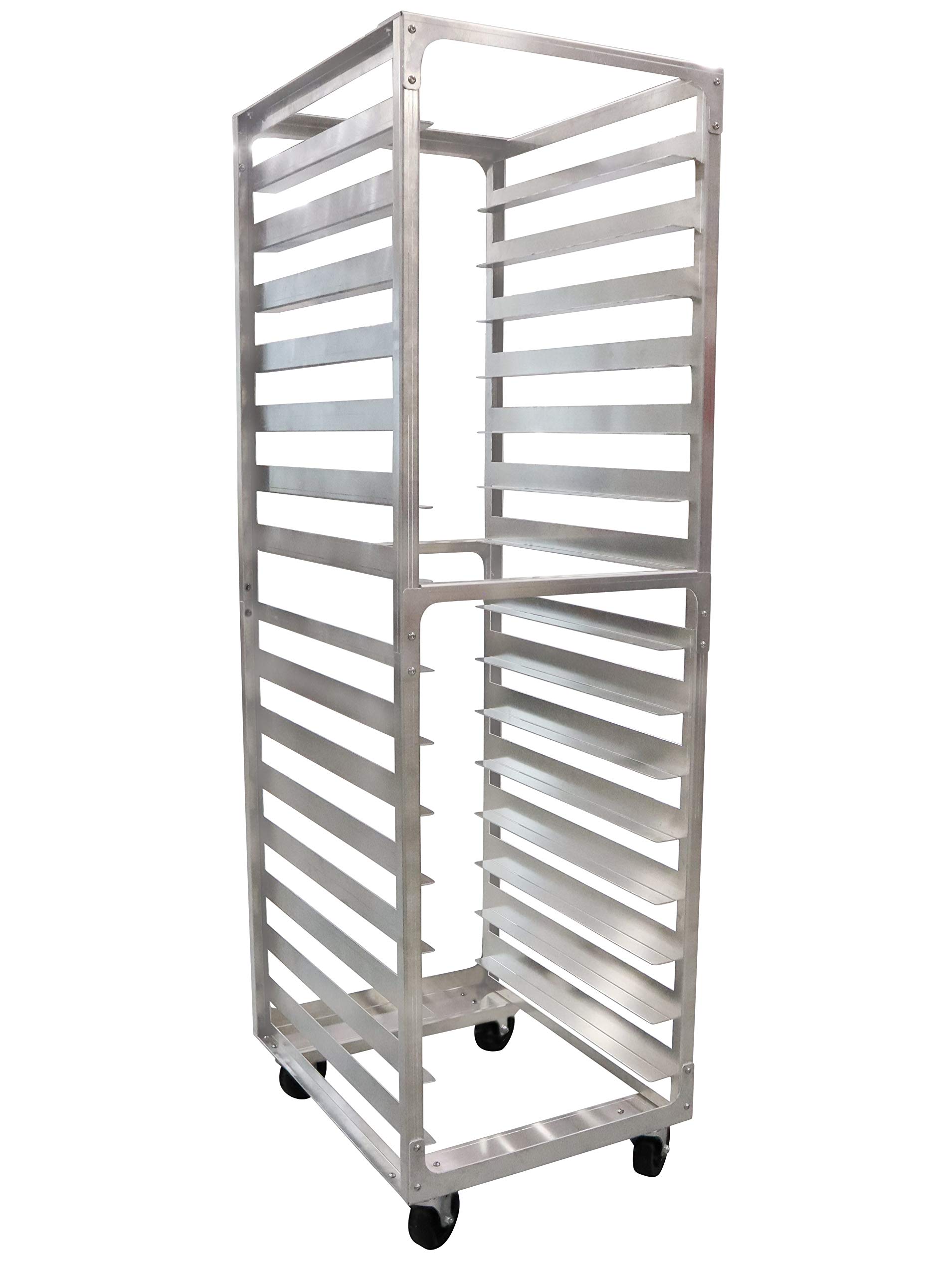 SHOPCraft 15 Pan 4" Spacing Commercial Aluminium Bun Racks, NSF Listed Heavy Duty Speed Rack for Bakery, Restaurant & Catering, 15 Tier 20.5" x 26" x 70" Speed Rack with Heavy Duty Plate Casters