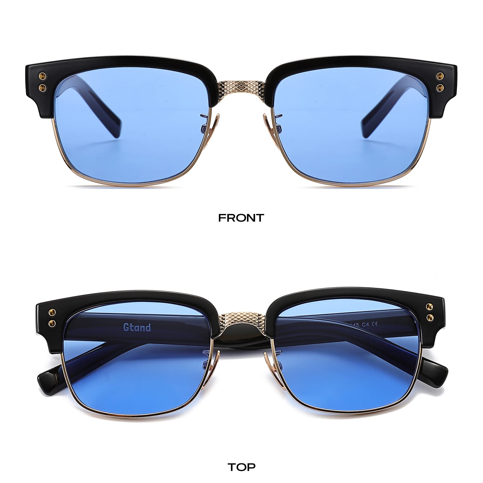 Gtand Vintage Retro Rectangle TR90 Frame Sunglasses For Men Women Fashion Semi-Rimless Metal Sun Glasses Eyewear