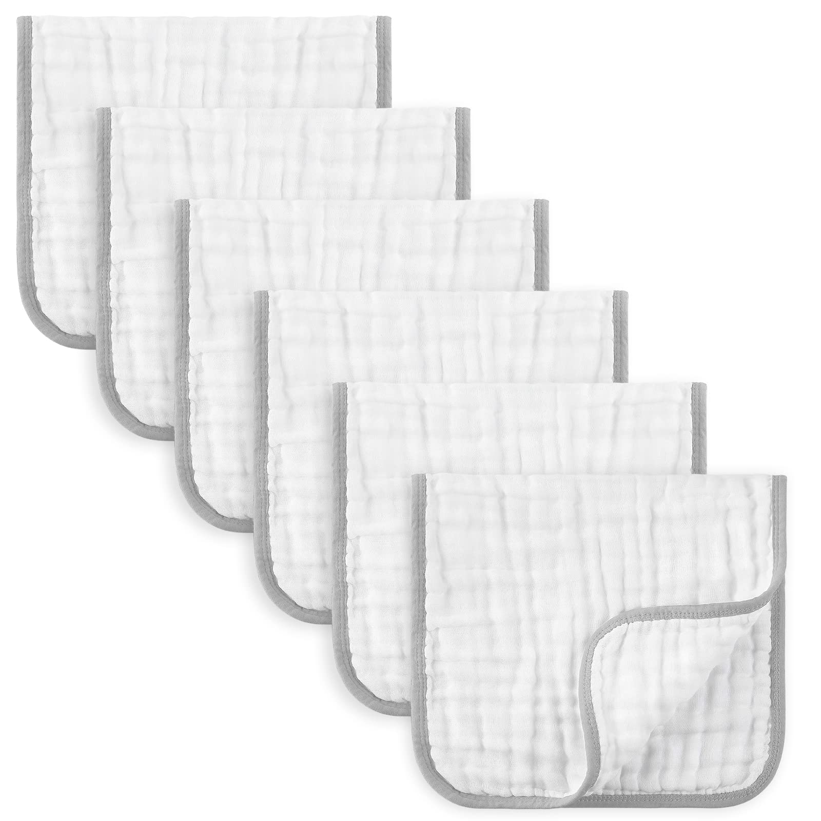 MUKIN Baby Burp Cloths Sets for Unisex Newborn Burping Clothes 6 Pack Bibs Rags for Boys and Girls (Blue)